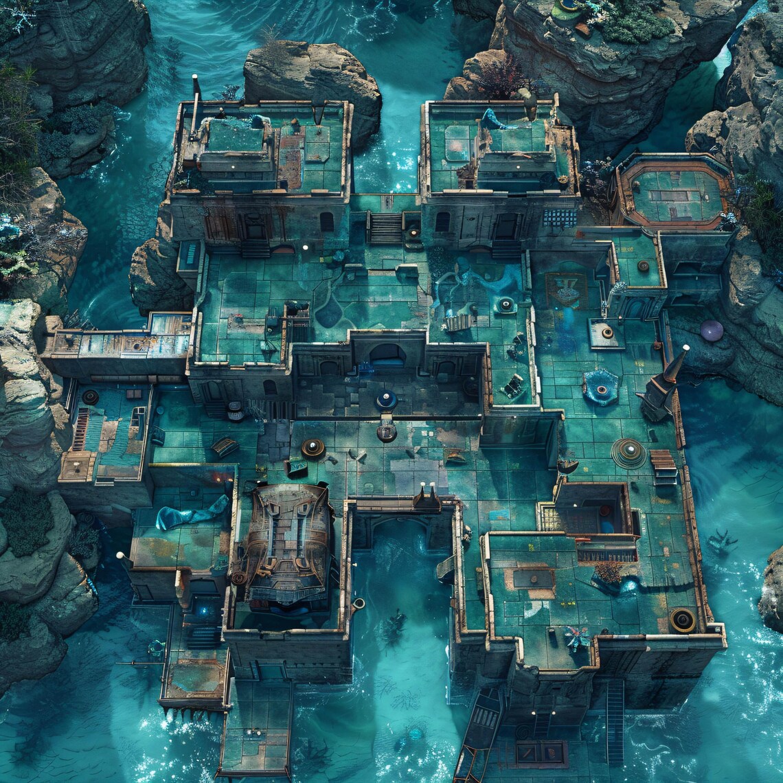 10 Cyberpunk River Battlemaps, Sci Fi, Cyberpunk, Battle Map, D&D ...