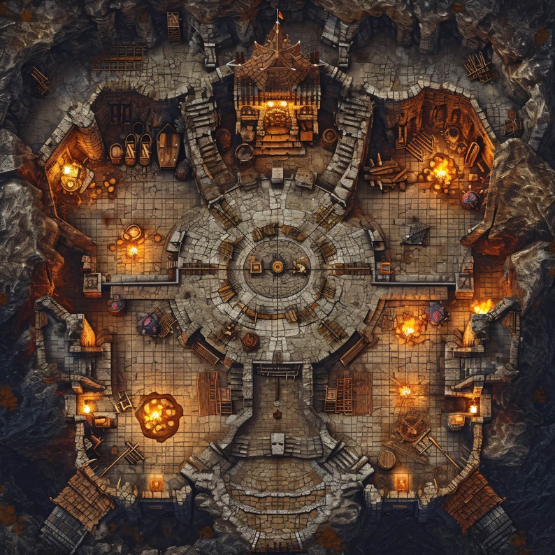20 Dwarven Stronghold Battle Maps and 20 Grey Blueprints, Dnd Battlemap ...