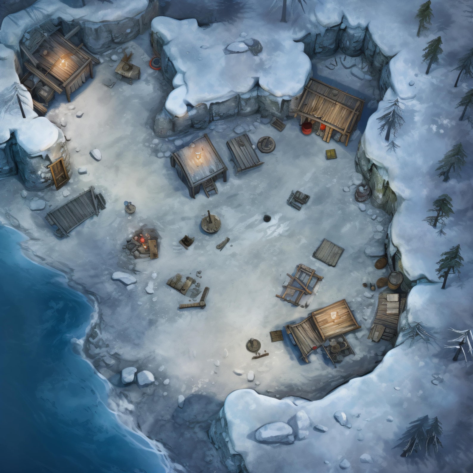 15 Arctic Town / Camp Battlemaps, Dnd Battle Map, Pathfinder, Dungeons ...