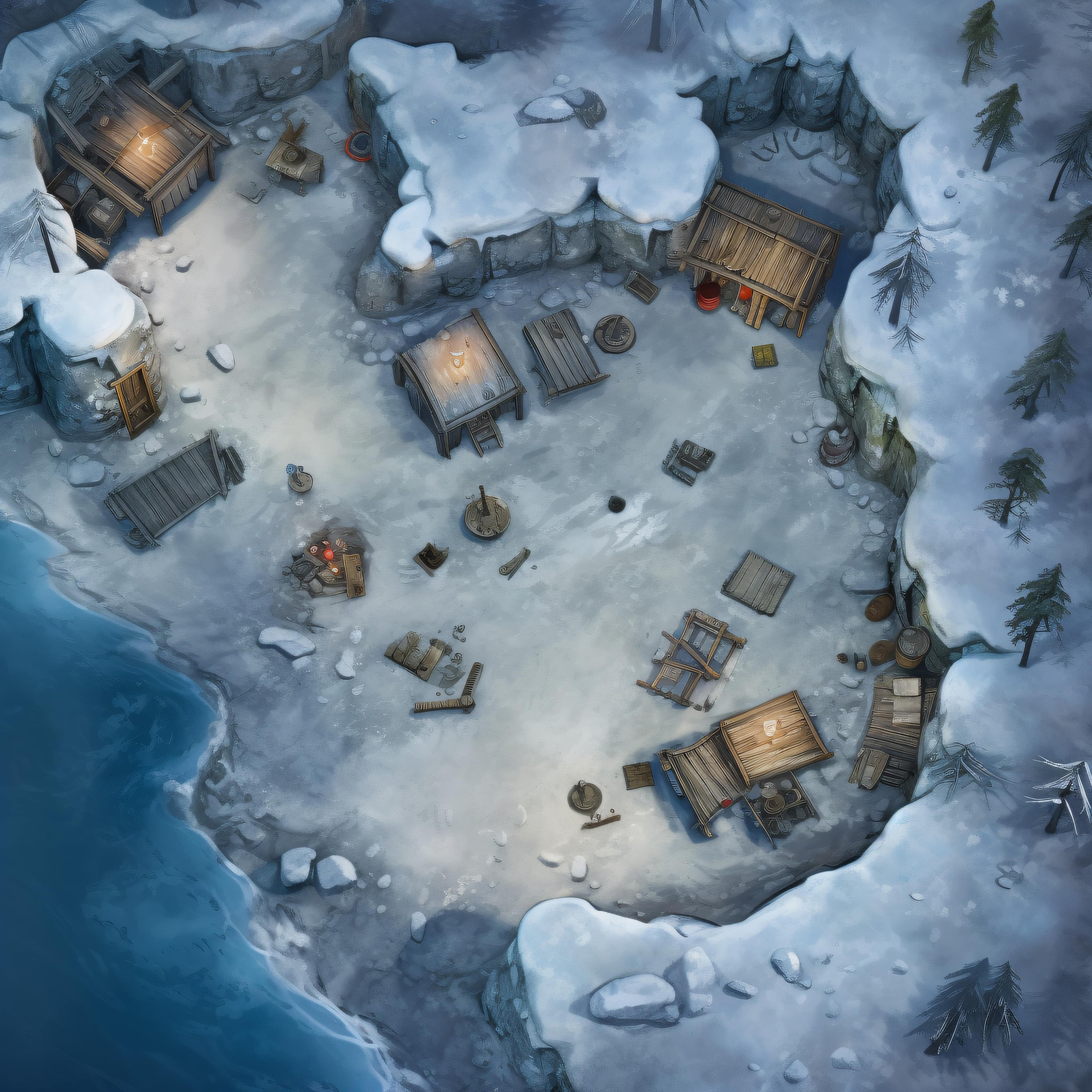 15 Arctic Town / Camp Battlemaps, Dnd Battle Map, Pathfinder, Dungeons ...