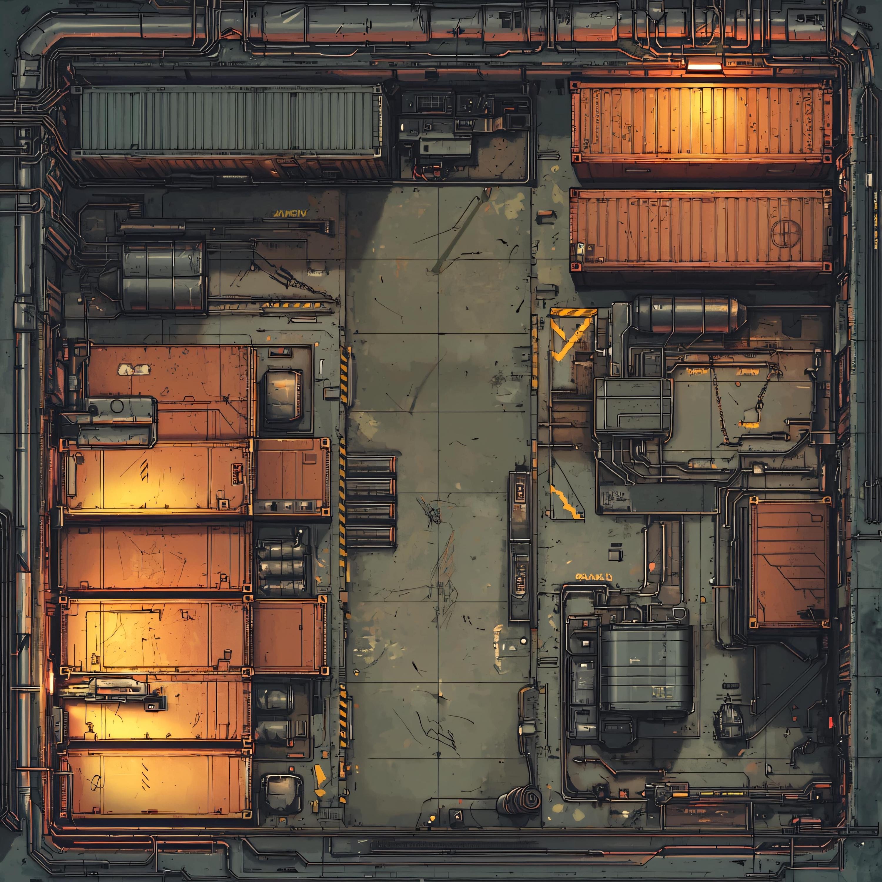 10 Cyberpunk Factory Battlemaps 2, Sci Fi, Dnd Battle Map, Cyberpunk, D ...