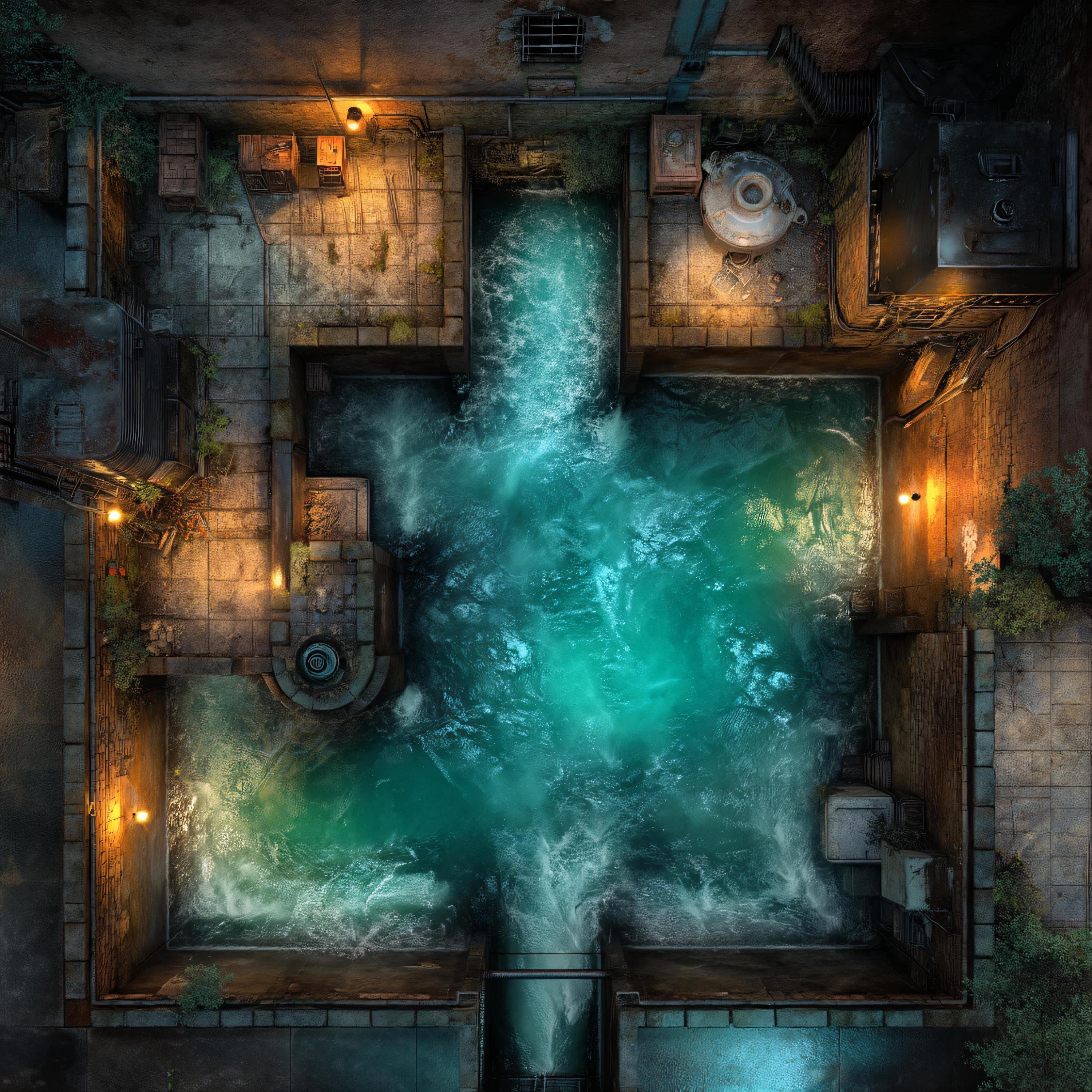 10 Gridless Cyberpunk Sewer Battlemaps | VTT Pack for Shadowrun ...