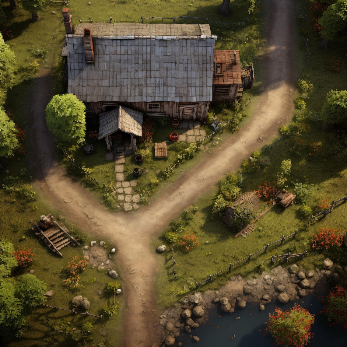 Lone Cabin, Dnd Battle Map, Pathfinder, D&D, Battlemap, Dungeons and ...