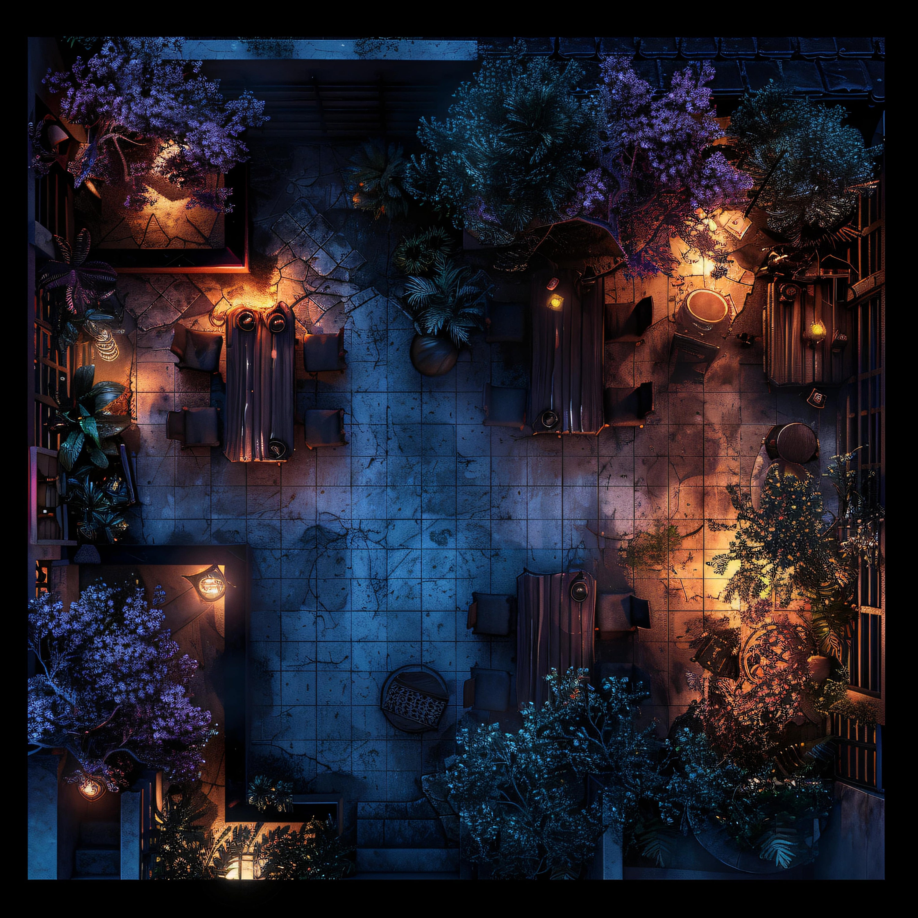 10 Cyberpunk Park Battlemaps, Sci Fi, Dnd Battle Map, Cyberpunk, D&D ...
