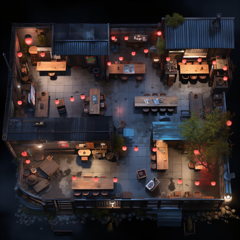 10 Cyberpunk Restaurant/tavern Battlemaps, Sci Fi, Cyberpunk, D&D ...