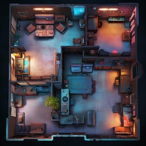 10 Cyberpunk Interior Battlemaps, Sci Fi, Dnd Battle Map, Cyberpunk, D ...
