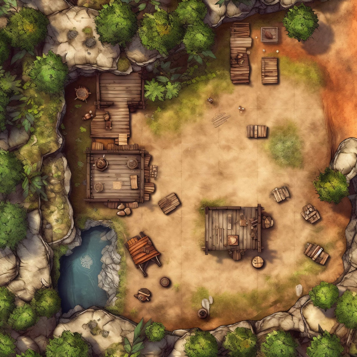 10 Outpost Battle Maps, Dnd Battle Map, Pathfinder, D&D, Battlemap ...