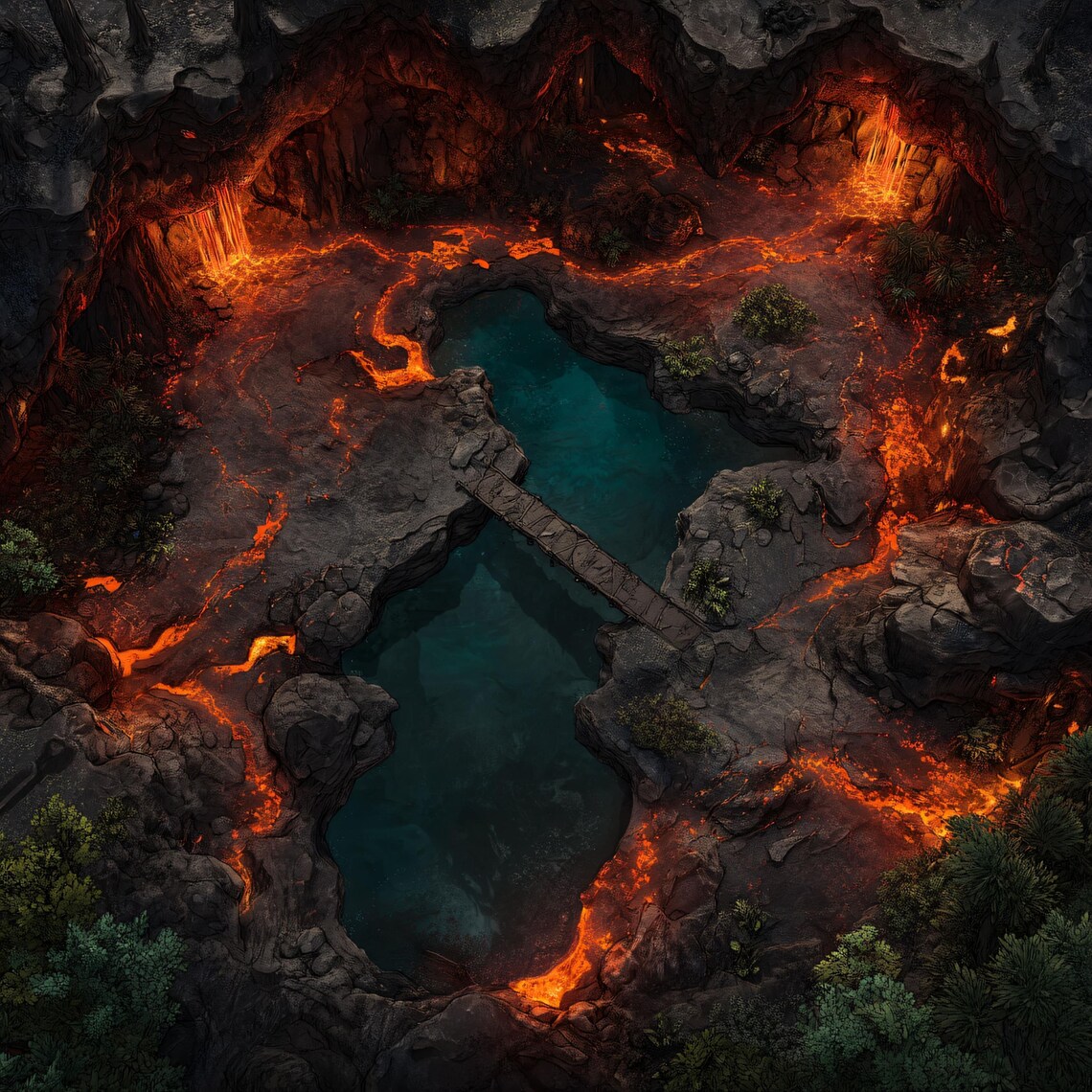 10 Fire Lands Battle Maps, Dnd Battlemap, Pathfinder, D&D, Dungeons and ...