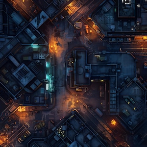 10 Gridless Cyberpunk Rooftop Battlemaps | VTT Pack for Shadowrun ...
