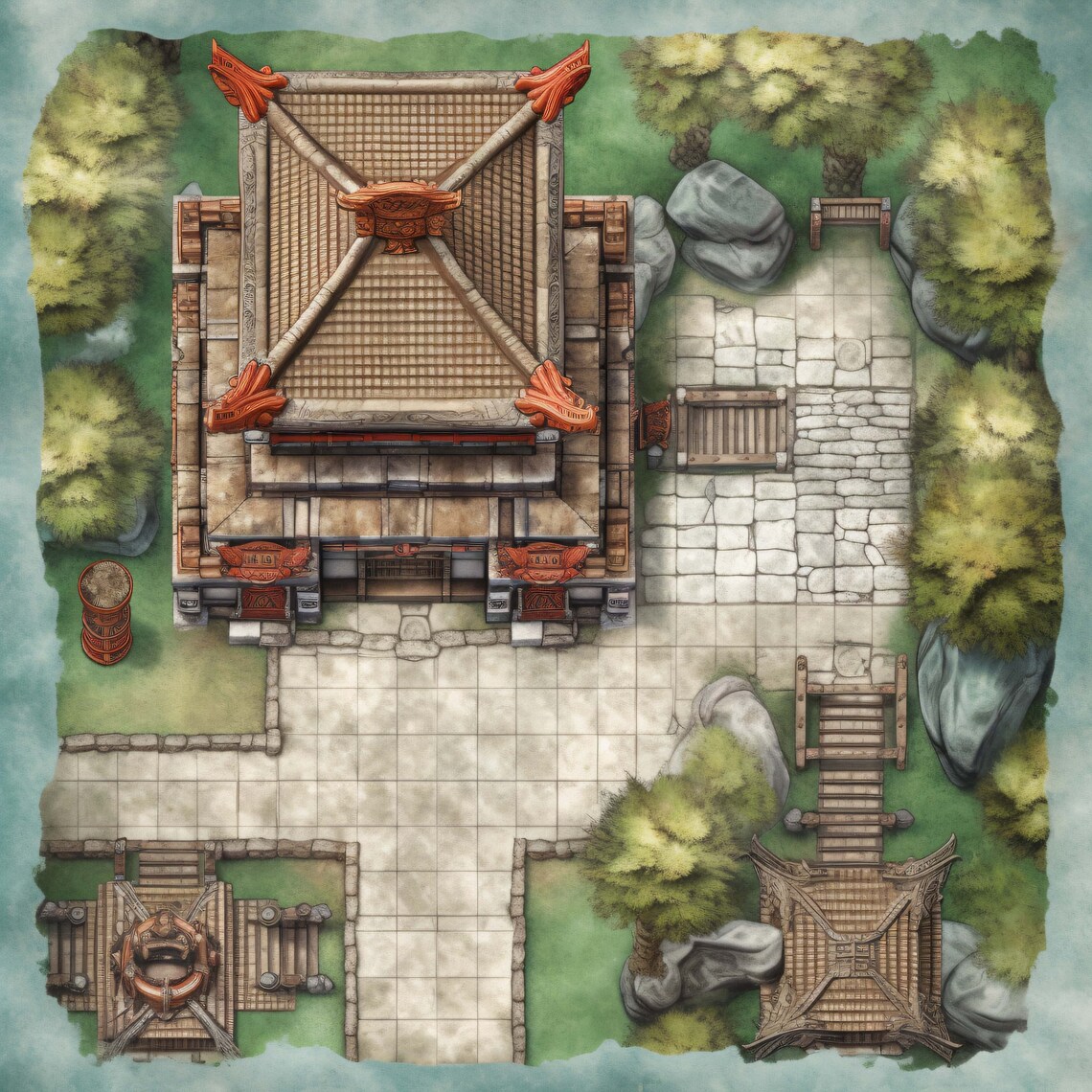13 Dojo / Training Grounds Battle Maps, Pathfinder, D&D, Battlemap ...