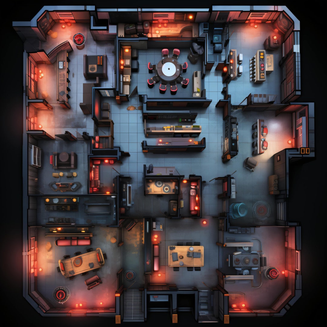 12 Cyberpunk Corpo Office Battlemaps, Sci Fi, Dnd Battle Map, Cyberpunk ...