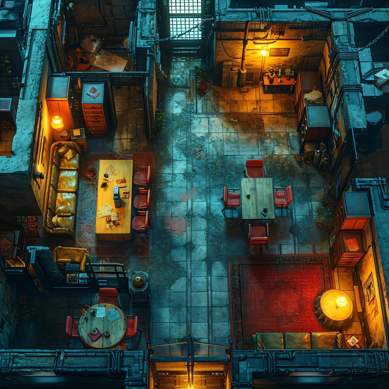 10 Cyberpunk Shanty/slums Battlemaps, Sci Fi, Cyberpunk, D&D, Shadowrun ...