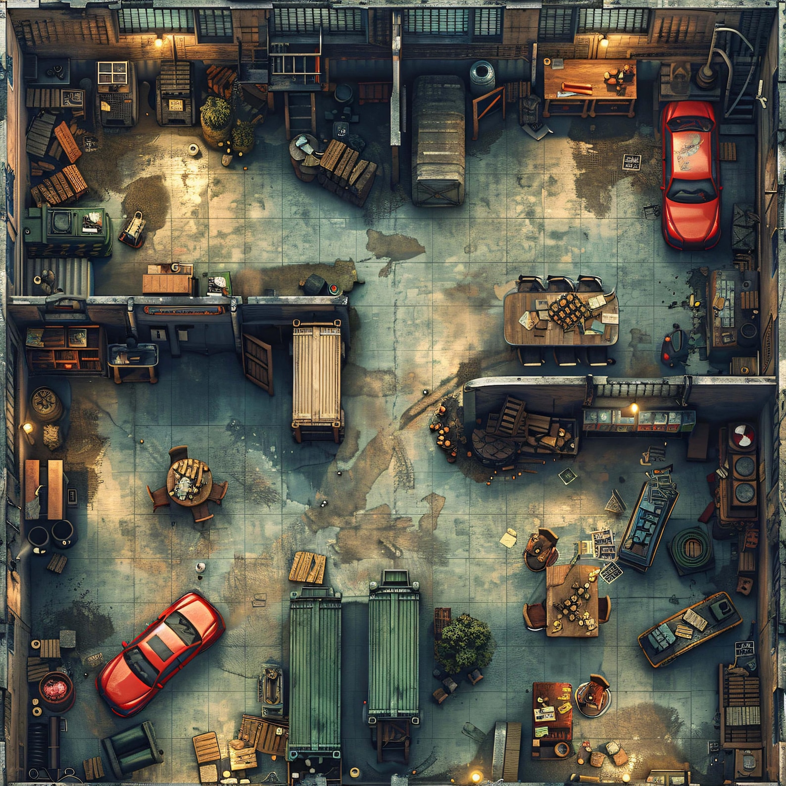 10 Cyberpunk Scrapyard Battlemaps, Sci Fi, Cyberpunk, Battle Map, D&D, Shadowrun, Roll20 ...