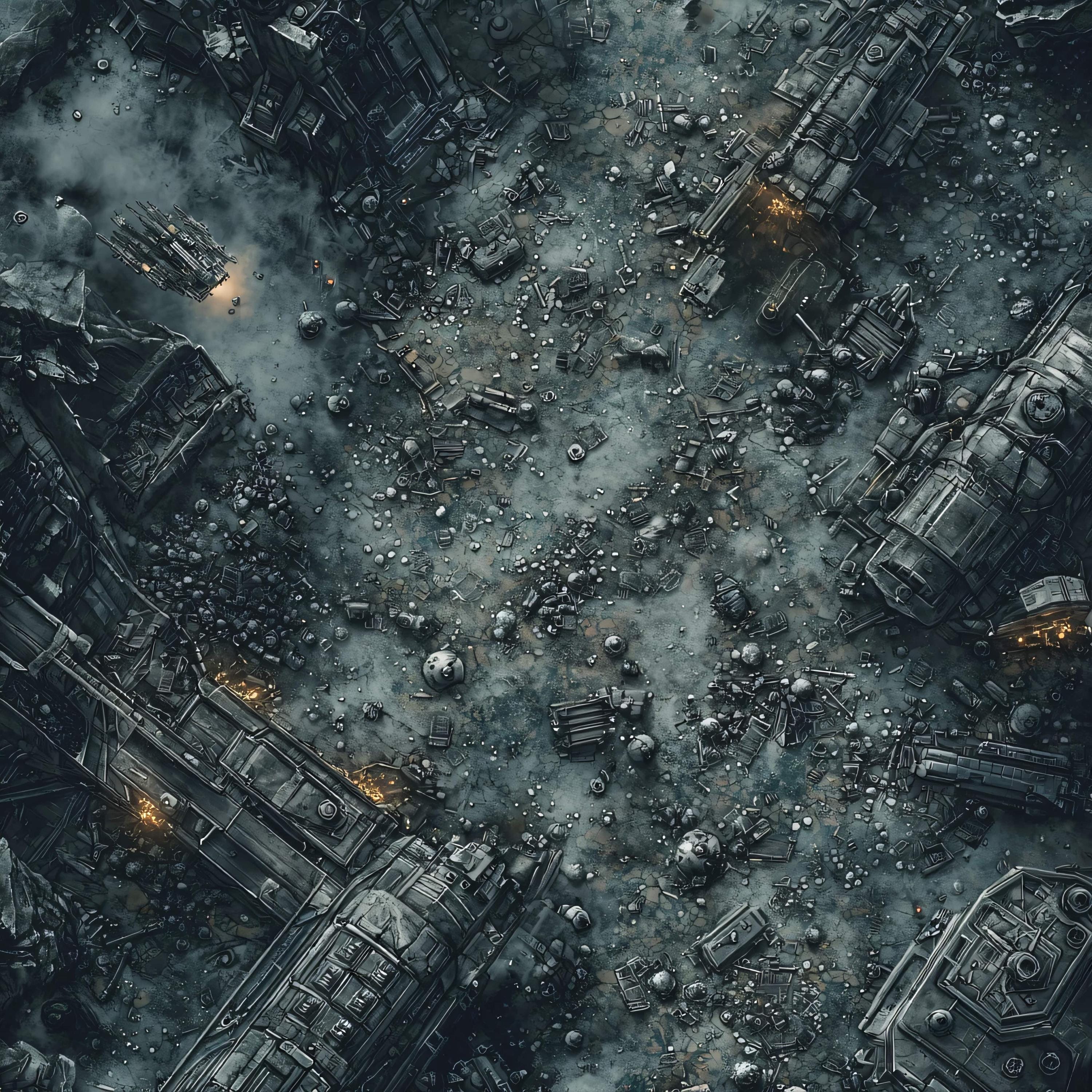 10 Cyberpunk City Ruins Battlemaps, Sci Fi, Cyberpunk, Battle Map, D&D ...
