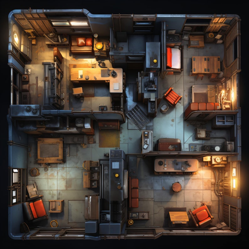 10 Gridless Cyberpunk Interior Battlemaps | VTT Pack for Shadowrun ...