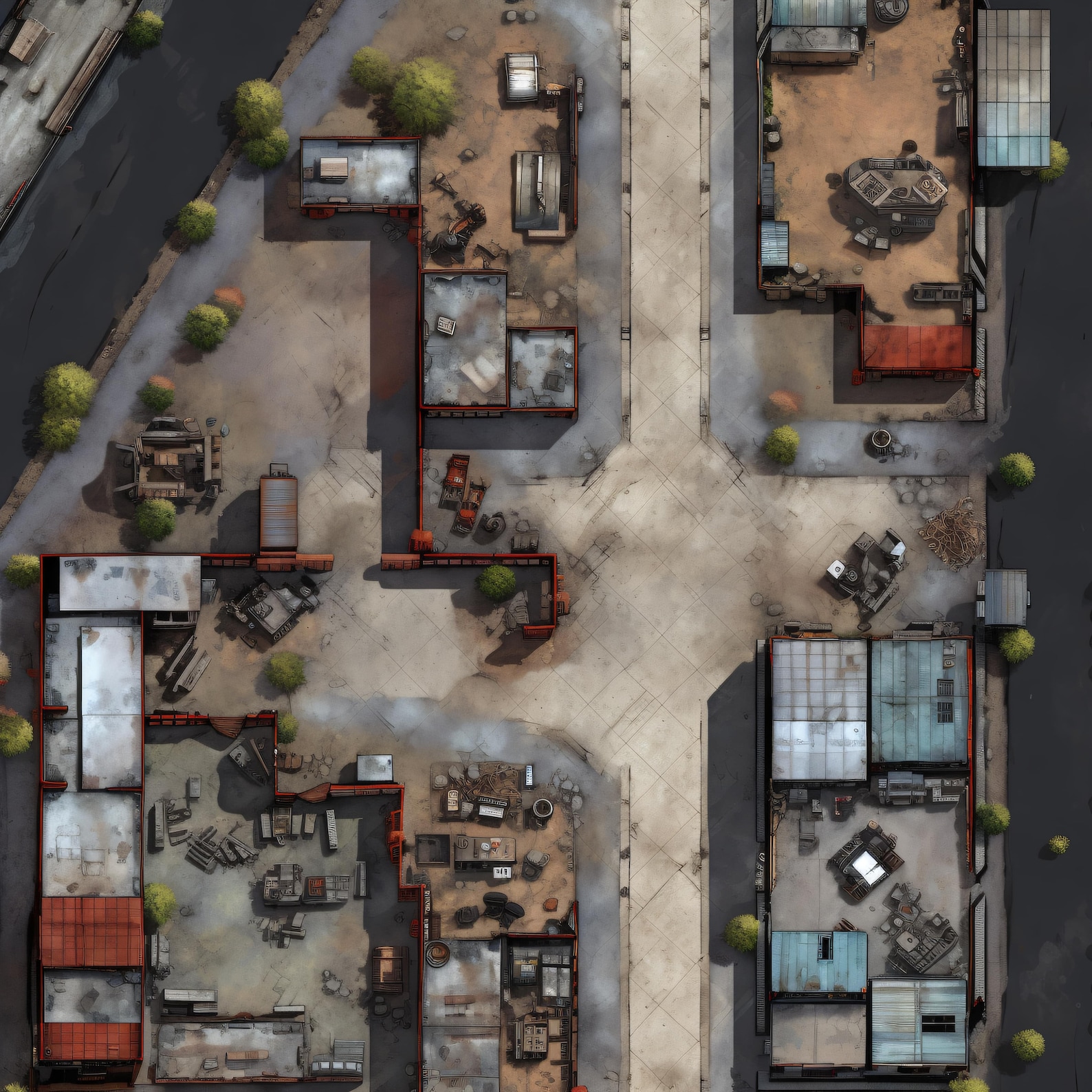 10 Cyberpunk Badlands / Nomad Battlemaps, Sci Fi, Cyberpunk, D&D ...