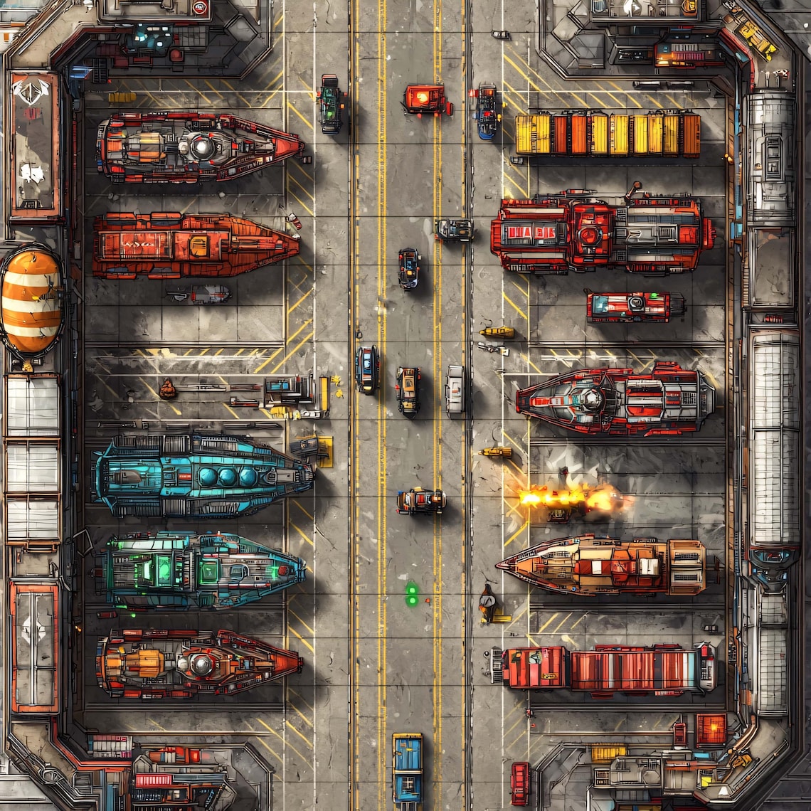 10 Cyberpunk Shipyard / Spaceport Battlemaps, Sci Fi, Dnd Battle Map, D ...
