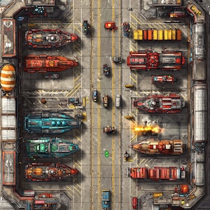 10 Cyberpunk Shipyard / Spaceport Battlemaps, Sci Fi, Dnd Battle Map, D ...
