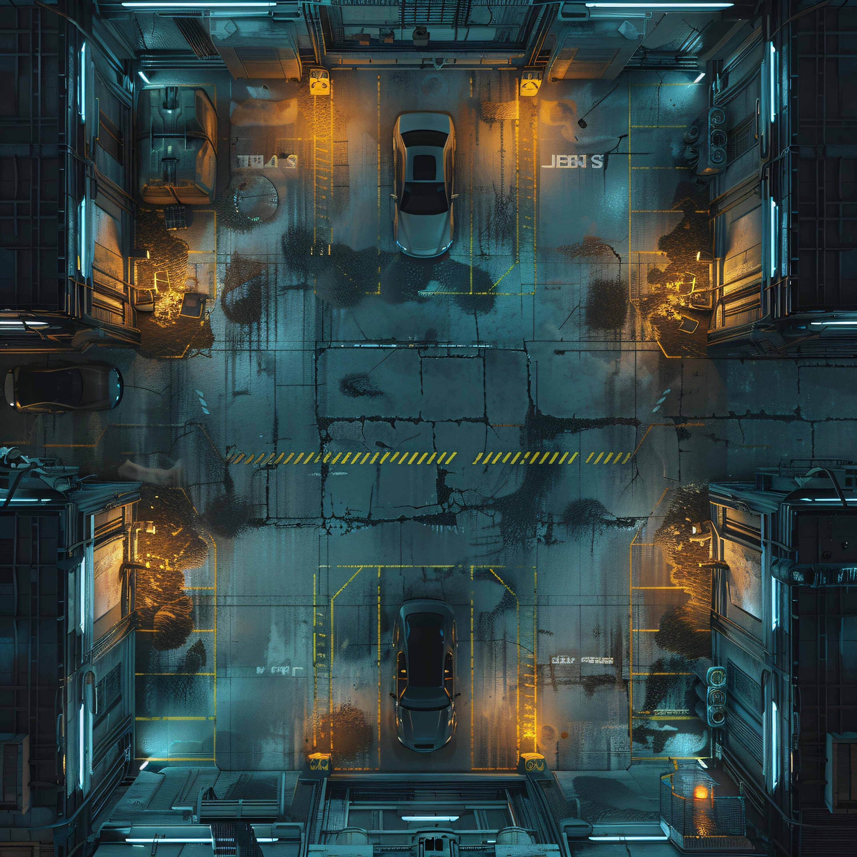 10 Cyberpunk Parking Battlemaps, Sci Fi, Dnd Battle Map, Cyberpunk, D&D ...