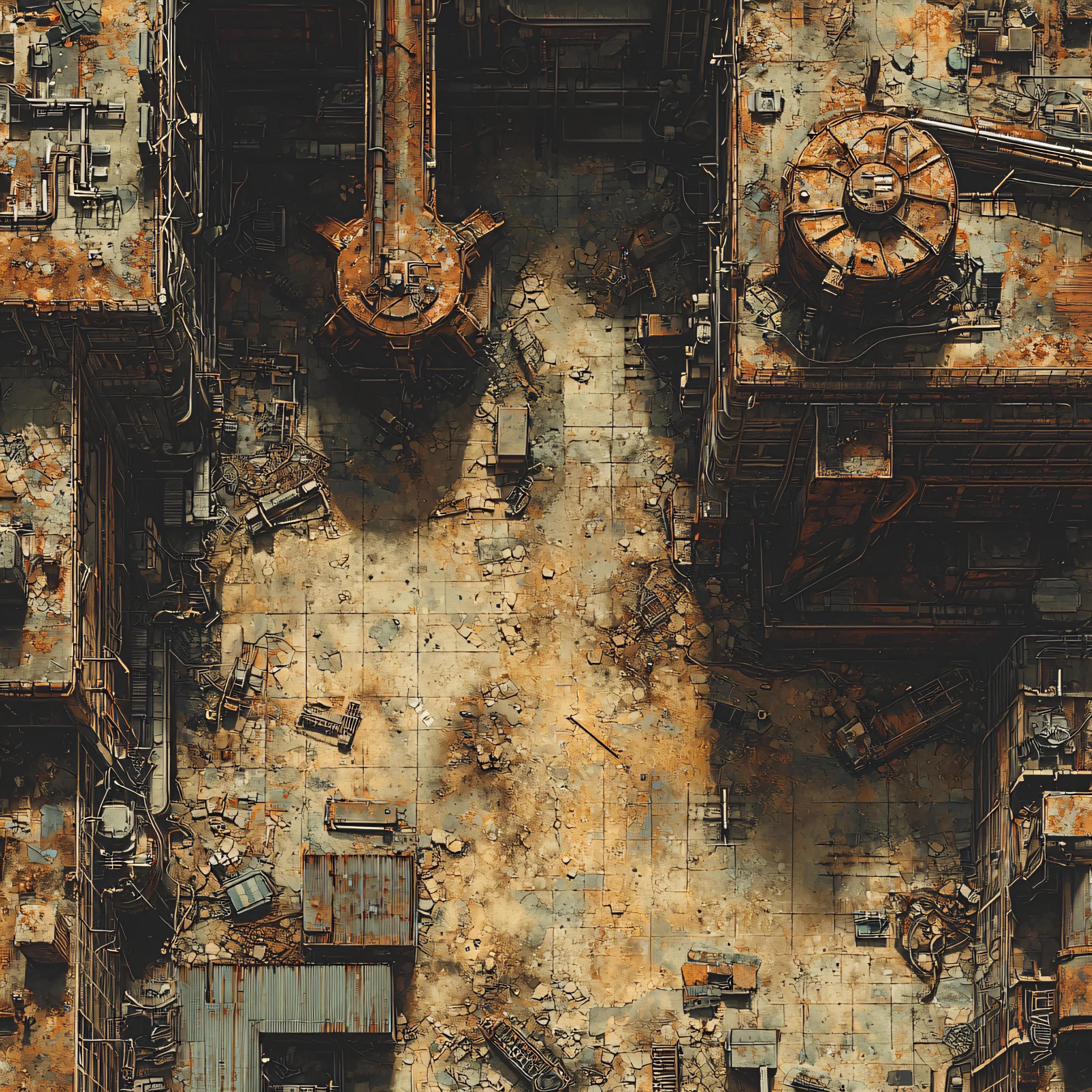 10 Cyberpunk Industry Ruins Battlemaps, Sci Fi, Cyberpunk, Battle Map ...