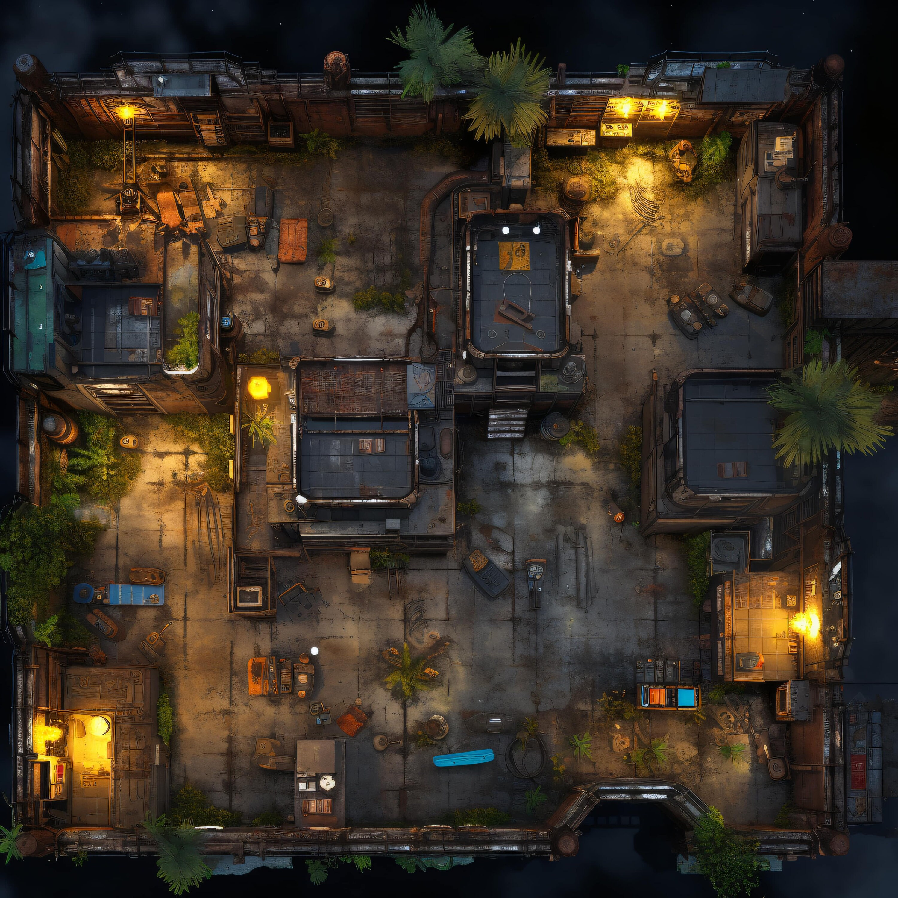 10 Abandoned Cyberpunk Battlemaps, Sci Fi, Dnd Battle Map, Cyberpunk, D ...