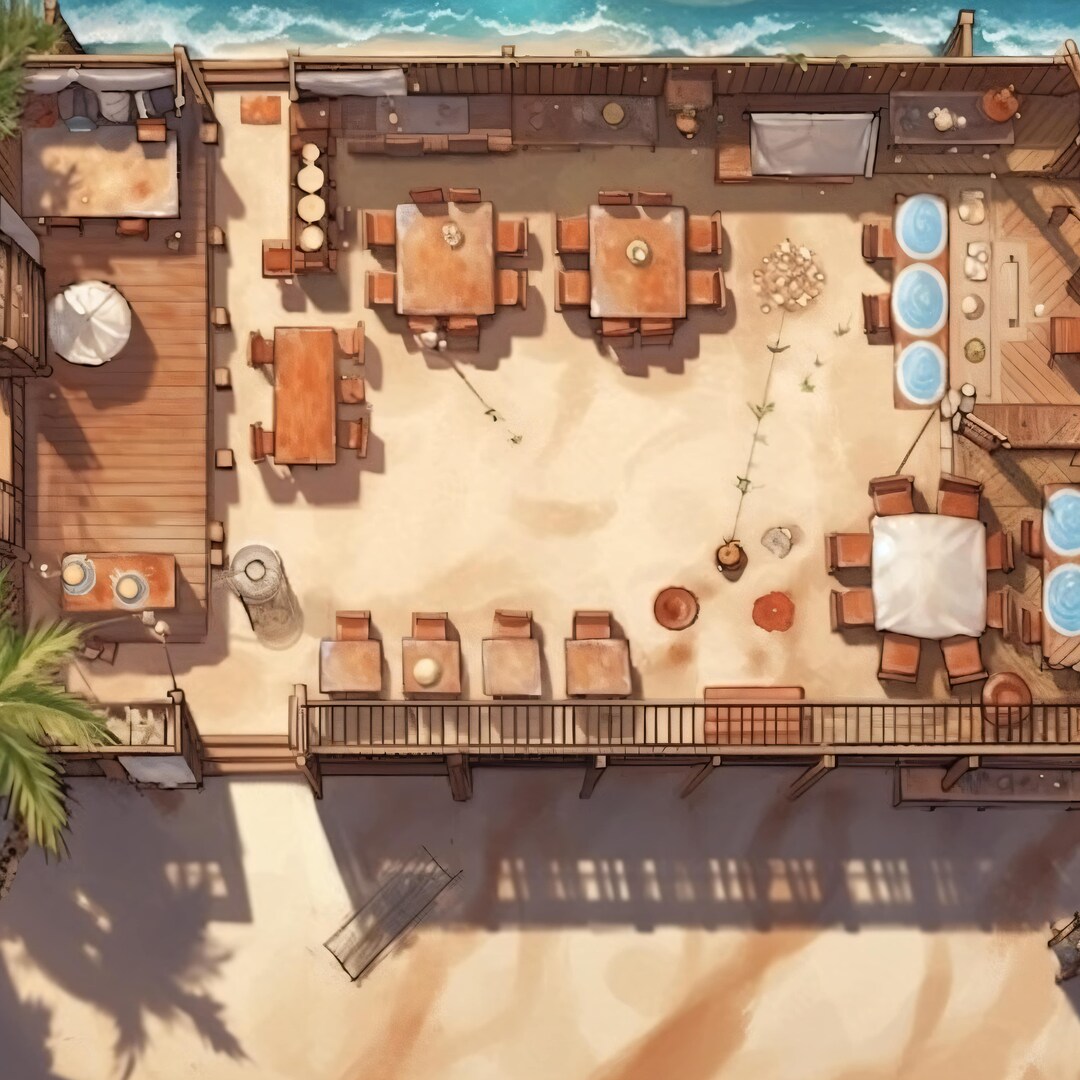 Beach Tavern Battlemap Dnd Battle Map Pathfinder D&D - Etsy