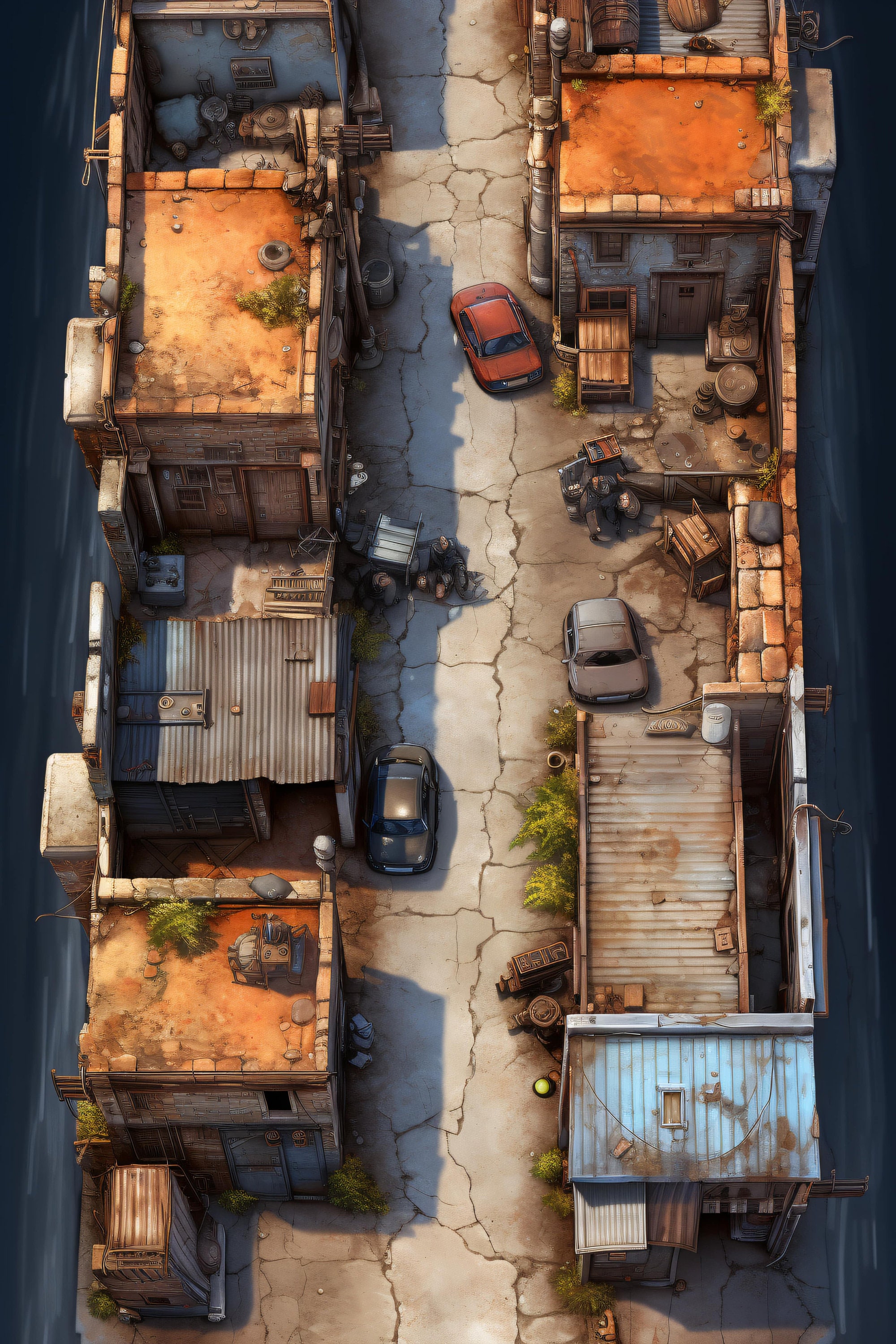 10 Cyberpunk Badlands / Nomad Battlemaps, Sci Fi, Cyberpunk, D&D ...