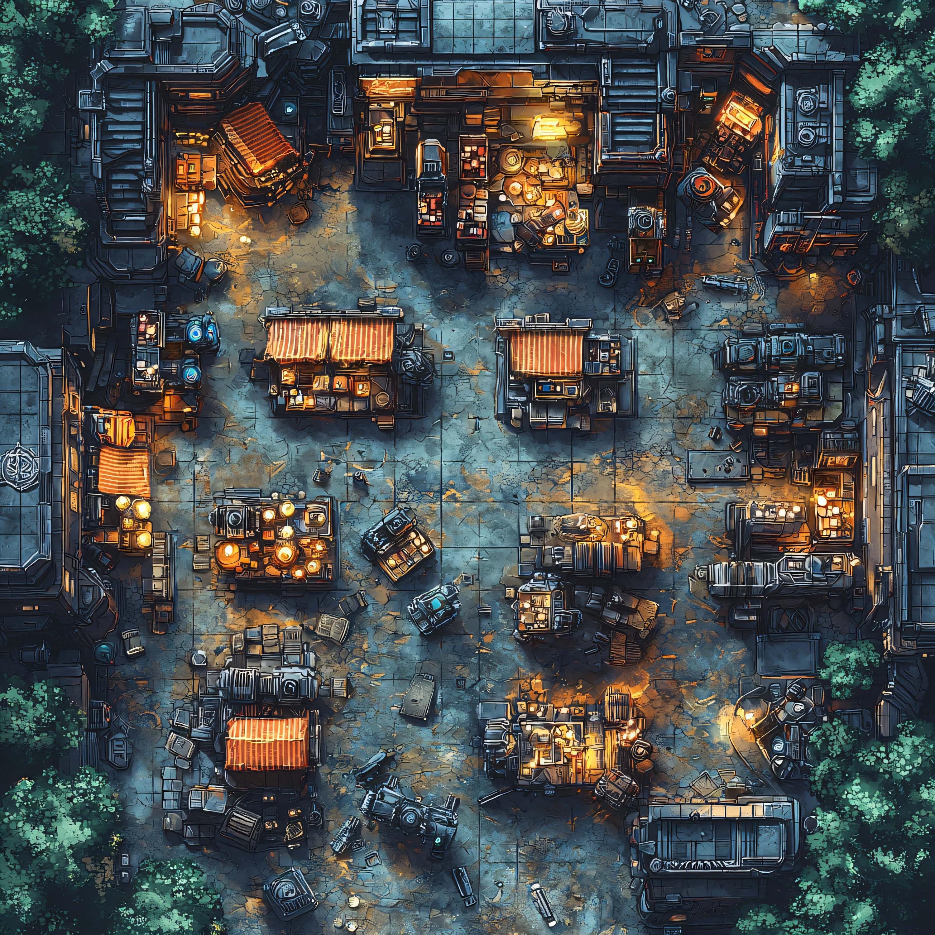 10 Cyberpunk Open Air Market Battlemaps, Sci Fi, Dnd Battle Map, D&D ...