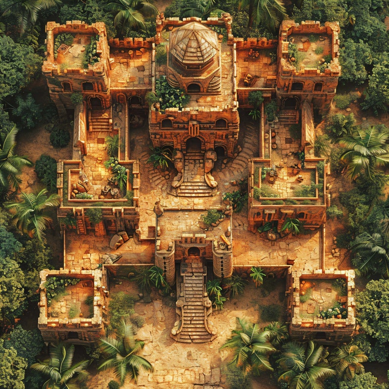 10 Temple Ruins Battle Maps, Dnd, Pathfinder, D&D, Battlemap, Dungeons ...