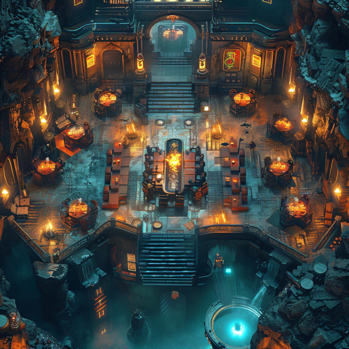 10 Cyberpunk Opulent Battlemaps, Sci Fi, Dnd Battle Map, Cyberpunk, D&D ...