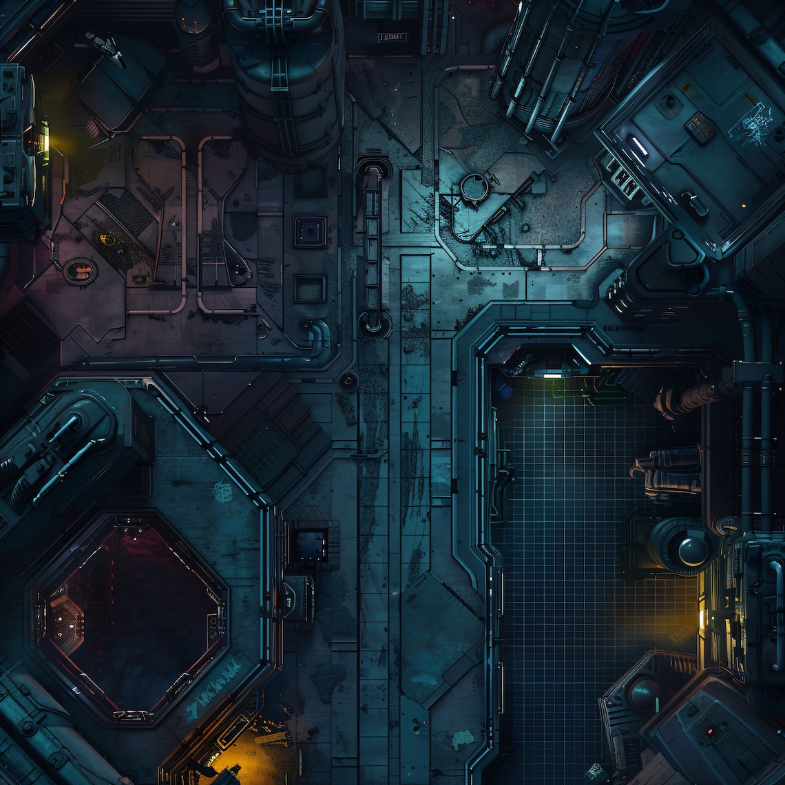 10 Cyberpunk Spaceship Battlemaps, Sci Fi, Cyberpunk, D&D, Shadowrun ...