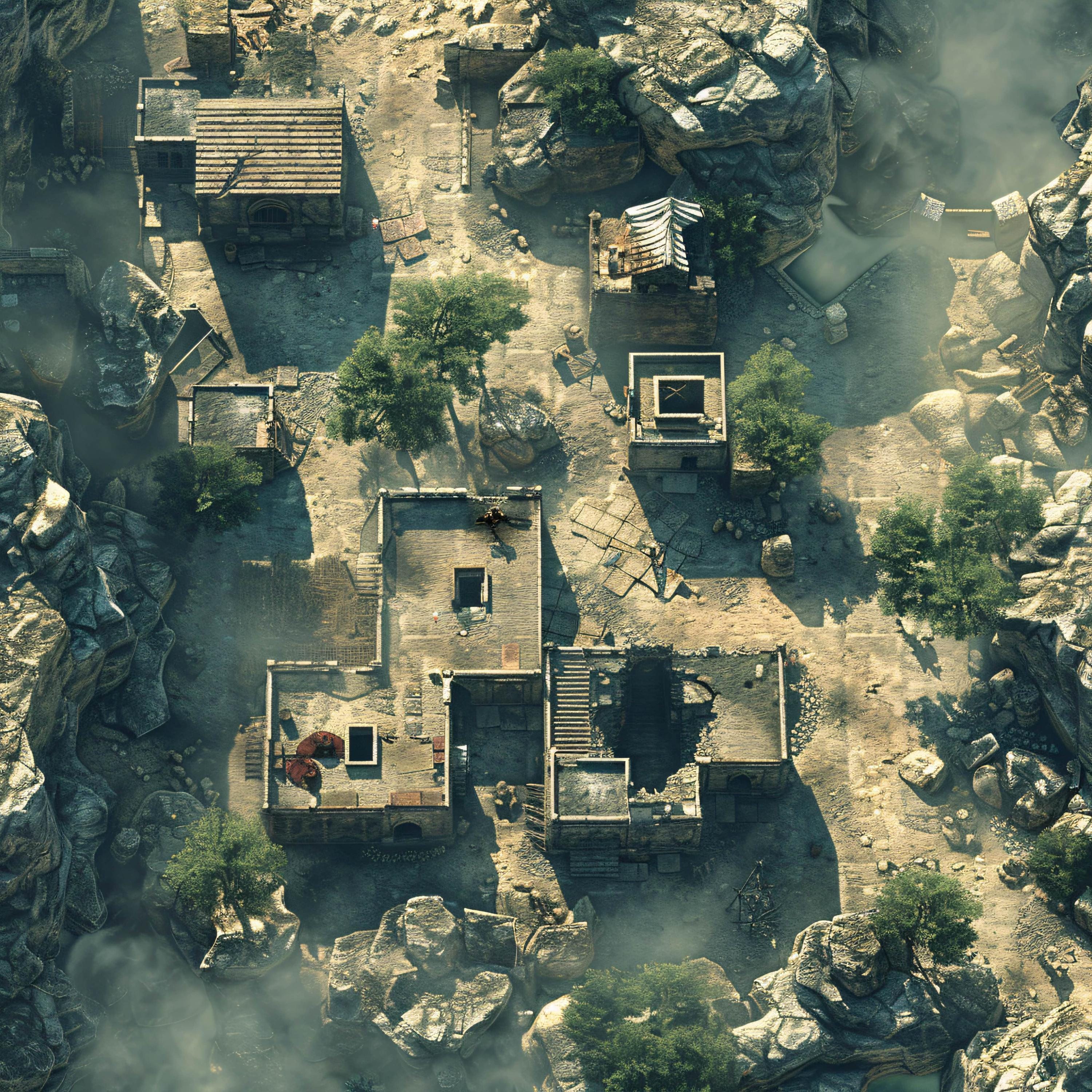 10 Cyberpunk City Ruins Battlemaps, Sci Fi, Cyberpunk, Battle Map, D&D ...