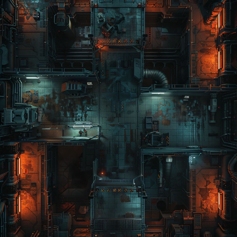 10 Cyberpunk Warehouse Battlemaps, Sci Fi, Dnd Battle Map, Cyberpunk, D&D, Shadowrun, Roll20 ...