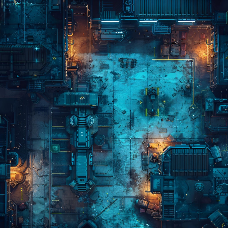 10 Cyberpunk Warehouse Battlemaps, Sci Fi, Dnd Battle Map, Cyberpunk, D ...