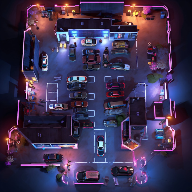 13 Cyberpunk Exterior Battlemaps, Sci Fi, Dnd Battle Map, Cyberpunk, D ...