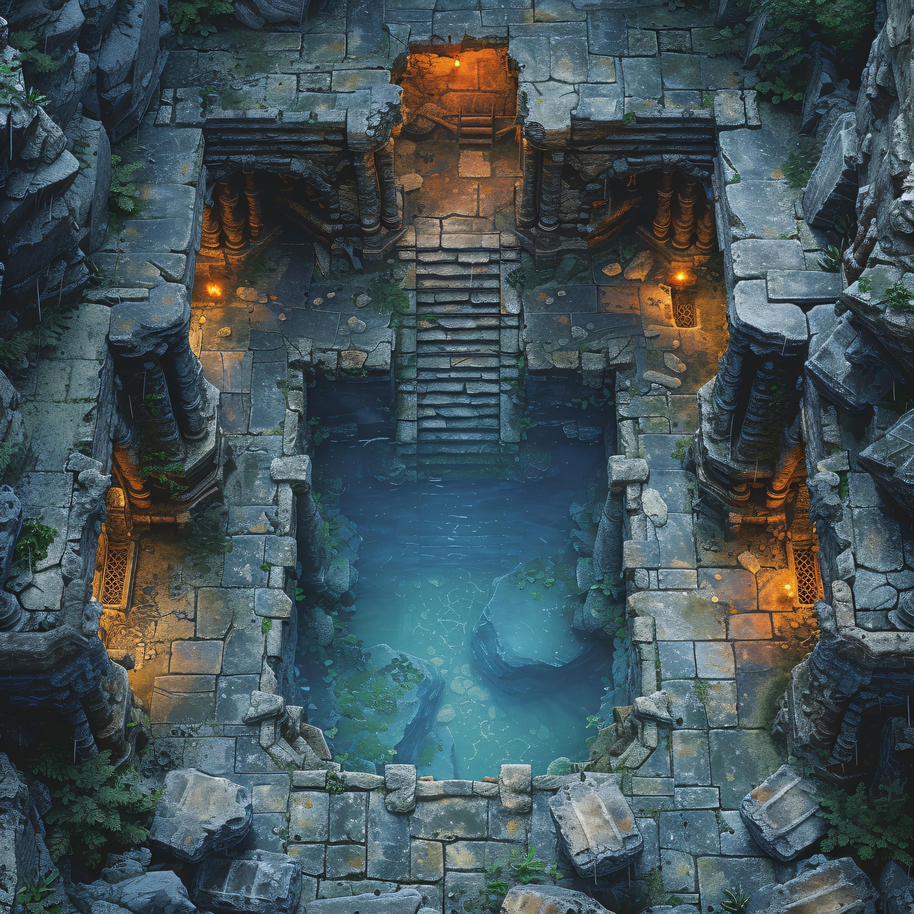 10 Gridless Flooded Dungeon Battle Maps | VTT Pack for Dnd, Pathfinder ...