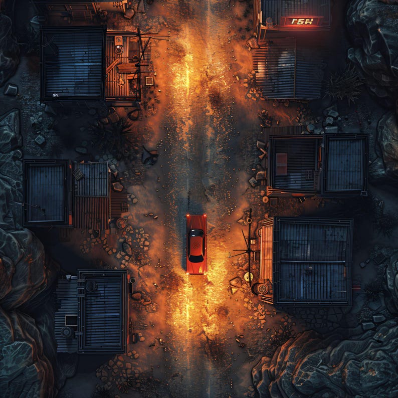 10 Gridless Cyberpunk Streets and Roads Battlemaps | VTT Pack for ...