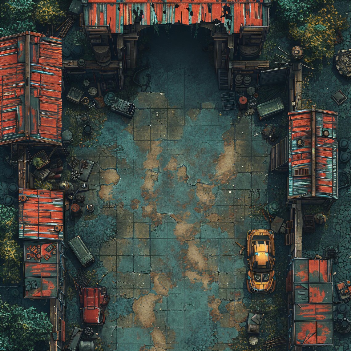 10 Cyberpunk Shanty/slums Battlemaps, Sci Fi, Cyberpunk, D&D, Shadowrun ...