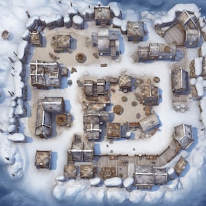 10 Gridless Arctic Town / Camp Battle Maps | VTT Pack for Dnd, Pathfinder & Ttrpgs | High-res AI ...