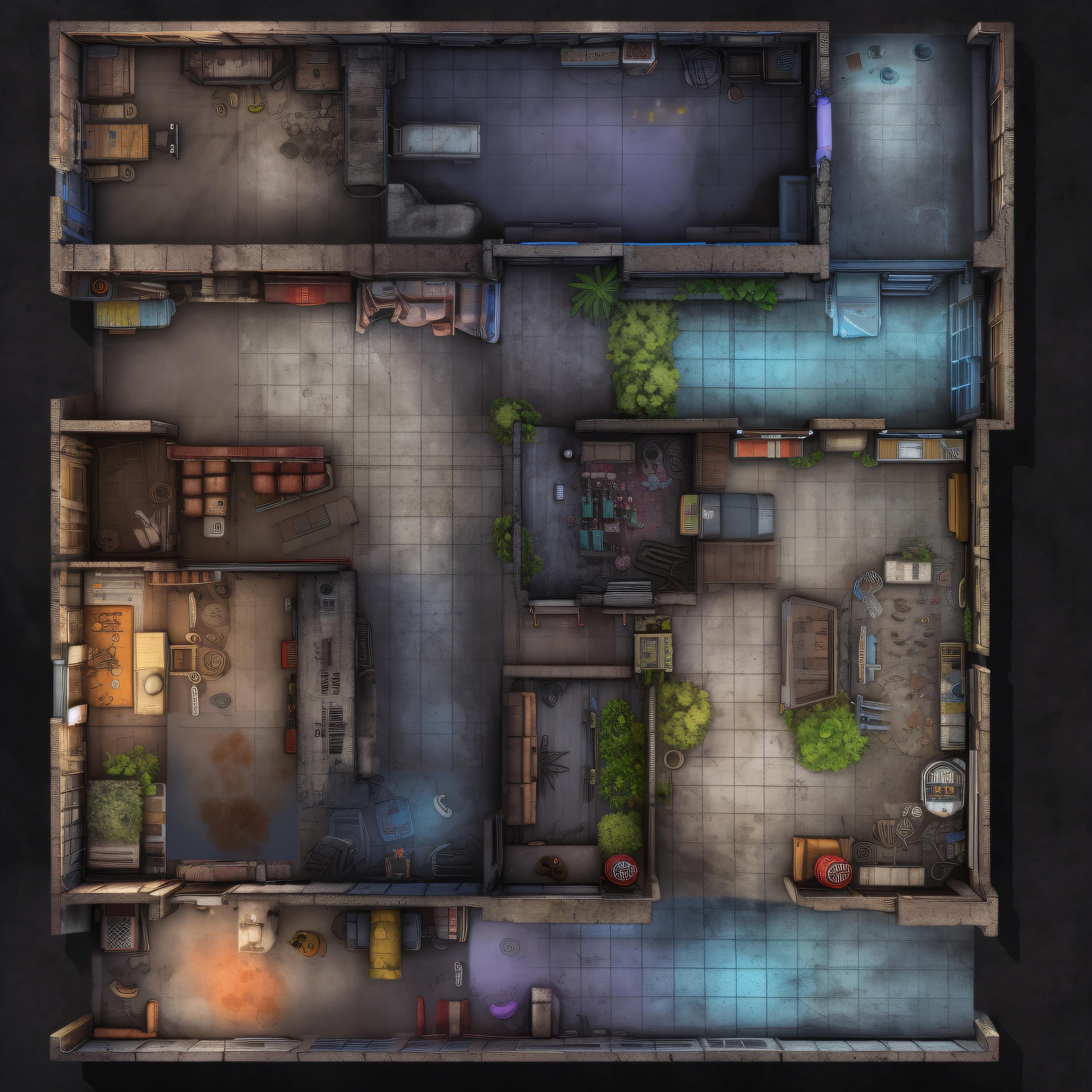 10 mapas de batalla Cyberpunk, ciencia ficción, mapa de batalla DnD ...