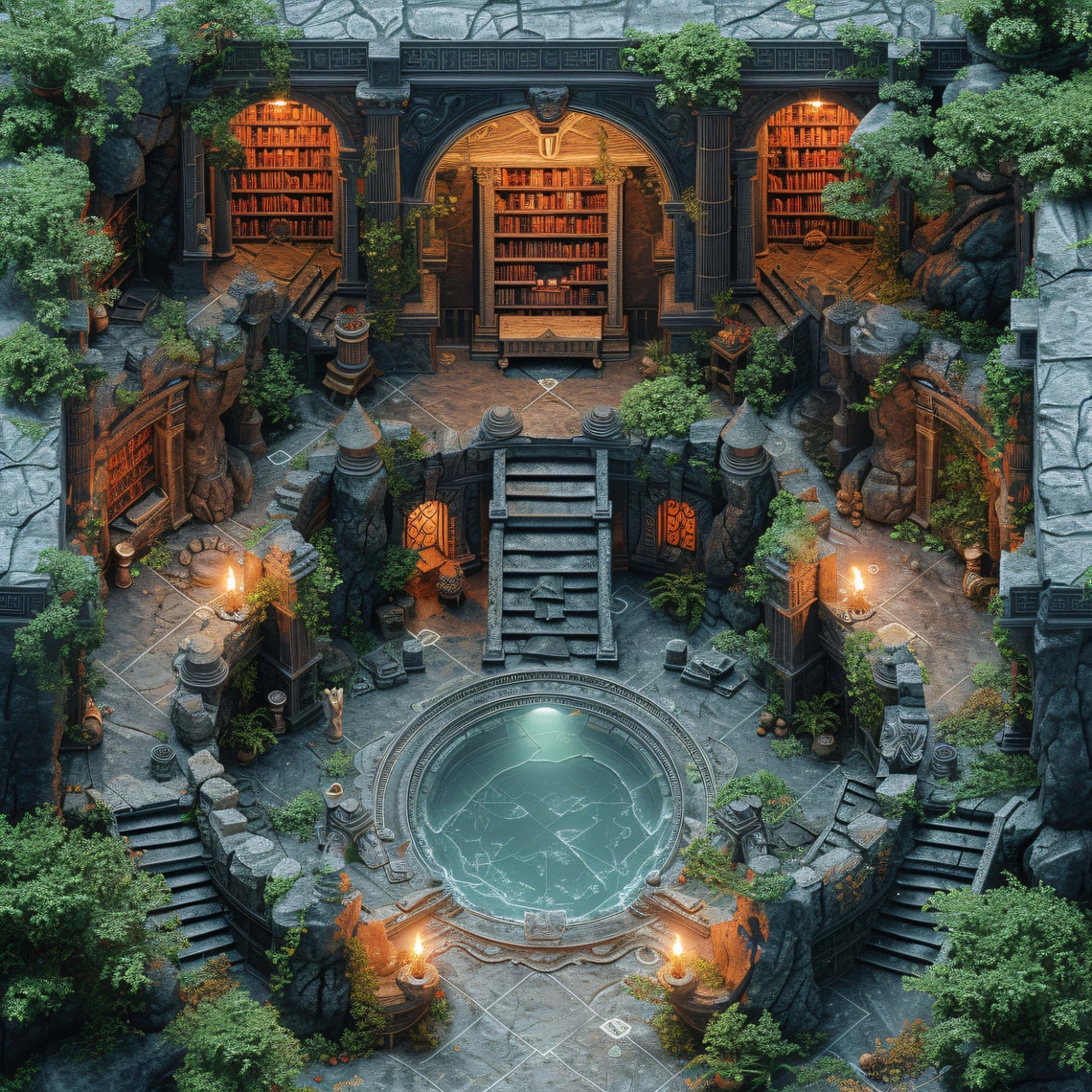 10 Library Battle Maps, Dnd Battlemap, Pathfinder, D&D, Dungeons and ...