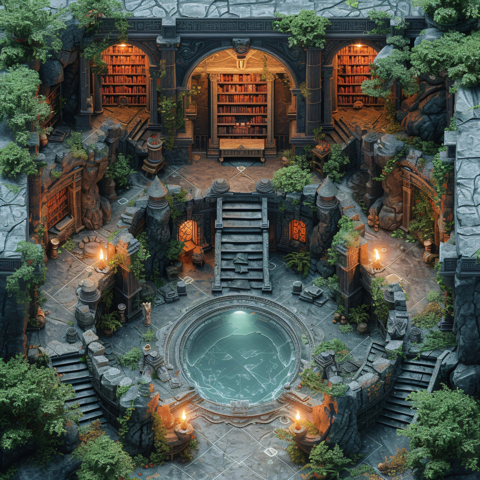 10 Library Battle Maps, Dnd Battlemap, Pathfinder, D&D, Dungeons and ...