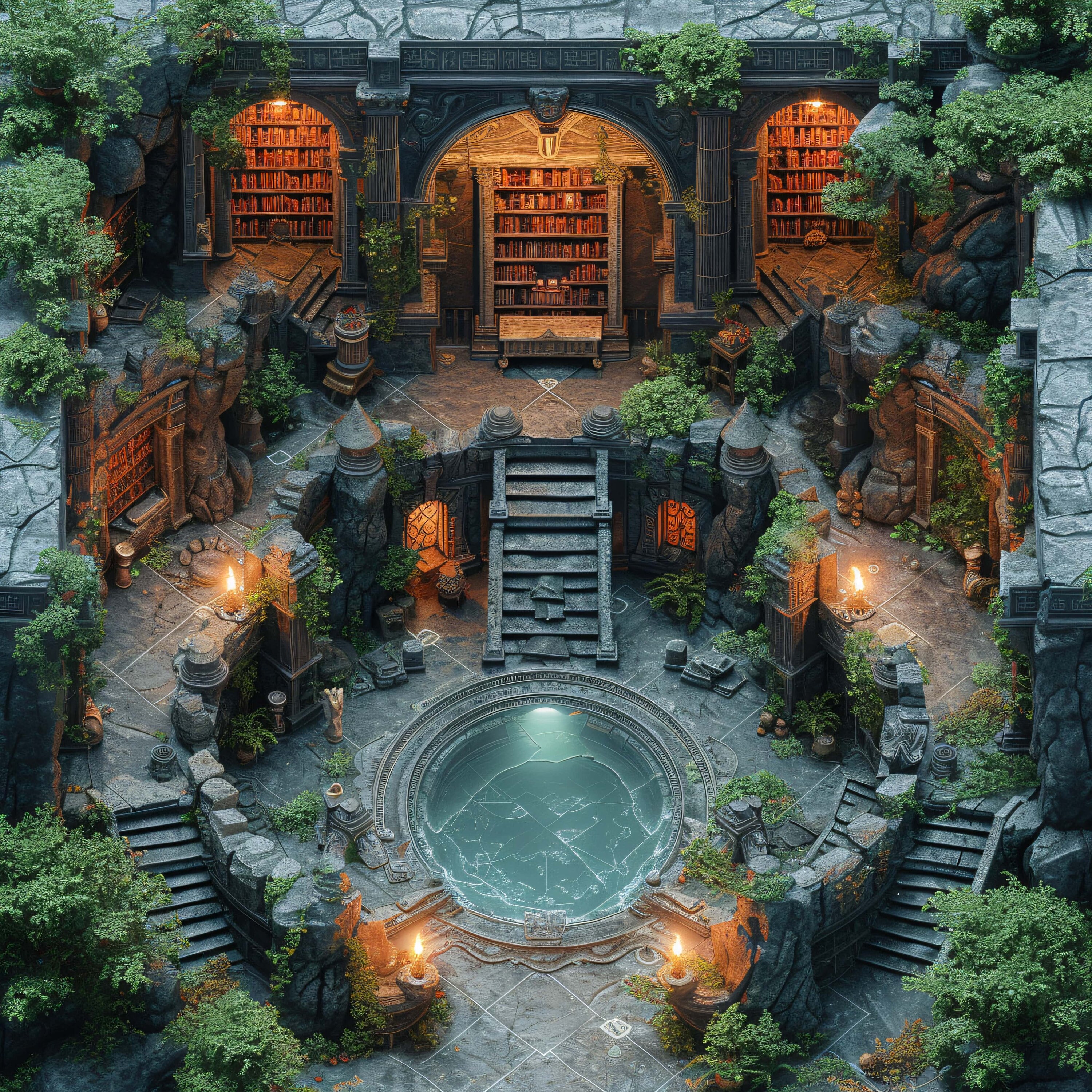 10 Library Battle Maps, Dnd Battlemap, Pathfinder, D&D, Dungeons and Dragons, Battle Map, Roll20 ...