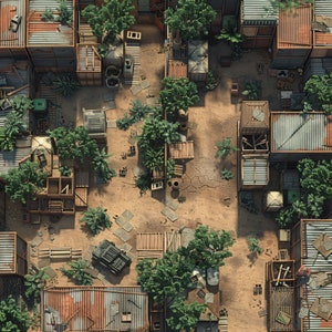 10 Cyberpunk Shanty/slums Battlemaps, Sci Fi, Cyberpunk, D&D, Shadowrun ...