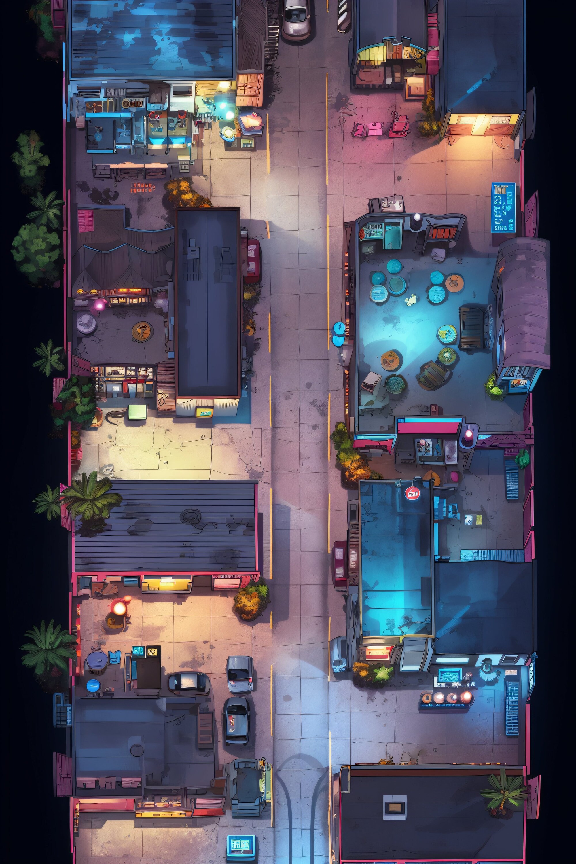 13 Cyberpunk Exterior Battlemaps, Sci Fi, Dnd Battle Map, Cyberpunk, D ...