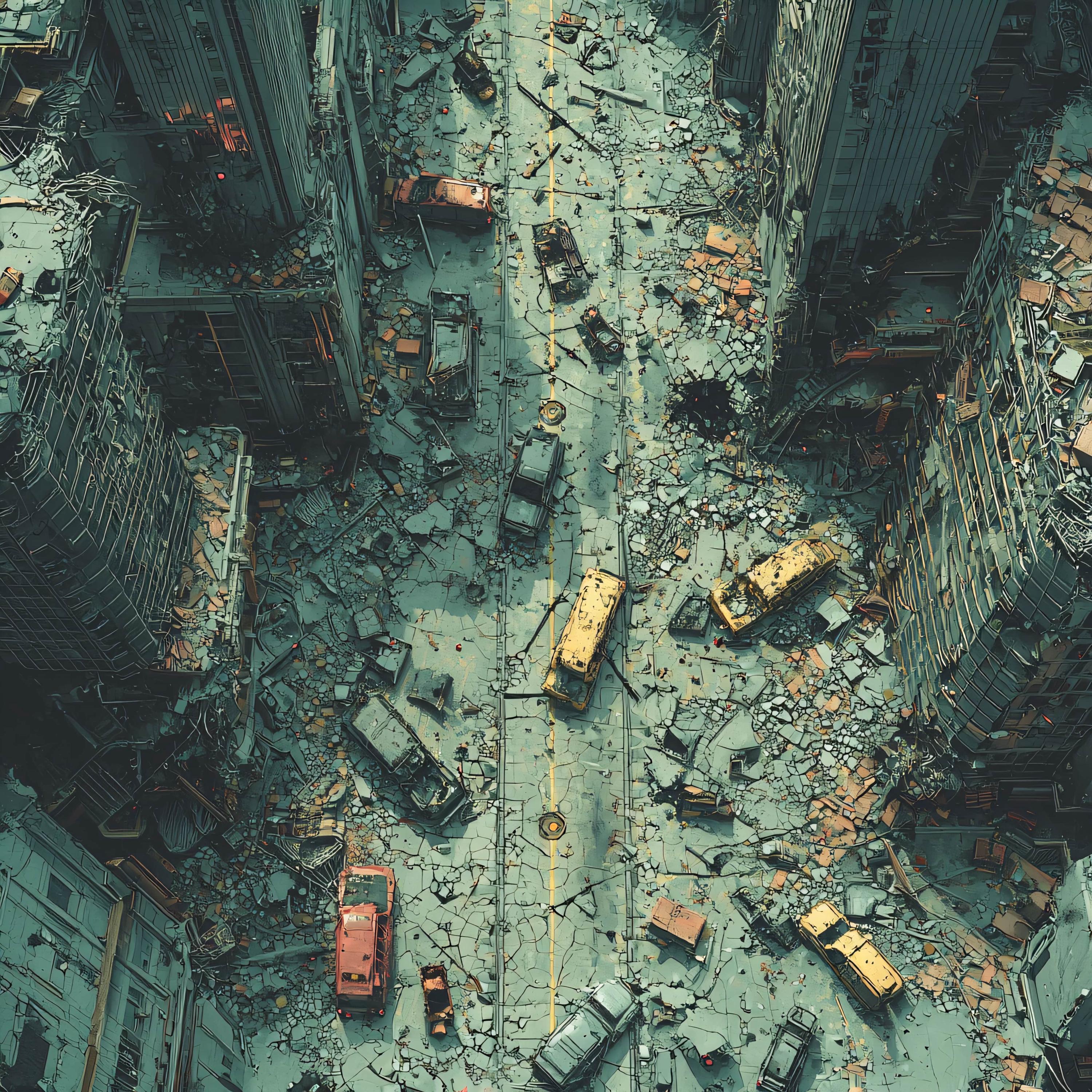 10 Cyberpunk City Ruins Battlemaps, Sci Fi, Cyberpunk, Battle Map, D&D ...
