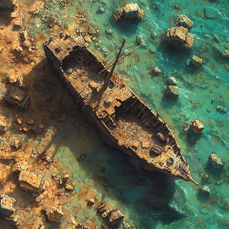 10 Ship/shipwreck Battle Maps, Underdark, Battle Map, Pathfinder, D&D ...