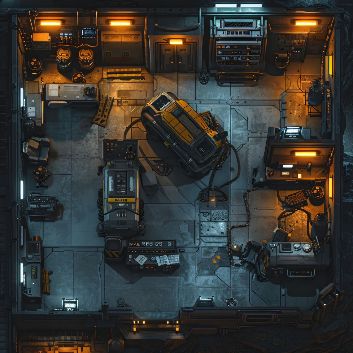10 Cyberpunk Garage/chop Shop Battlemaps, Sci Fi, Cyberpunk, D&D ...
