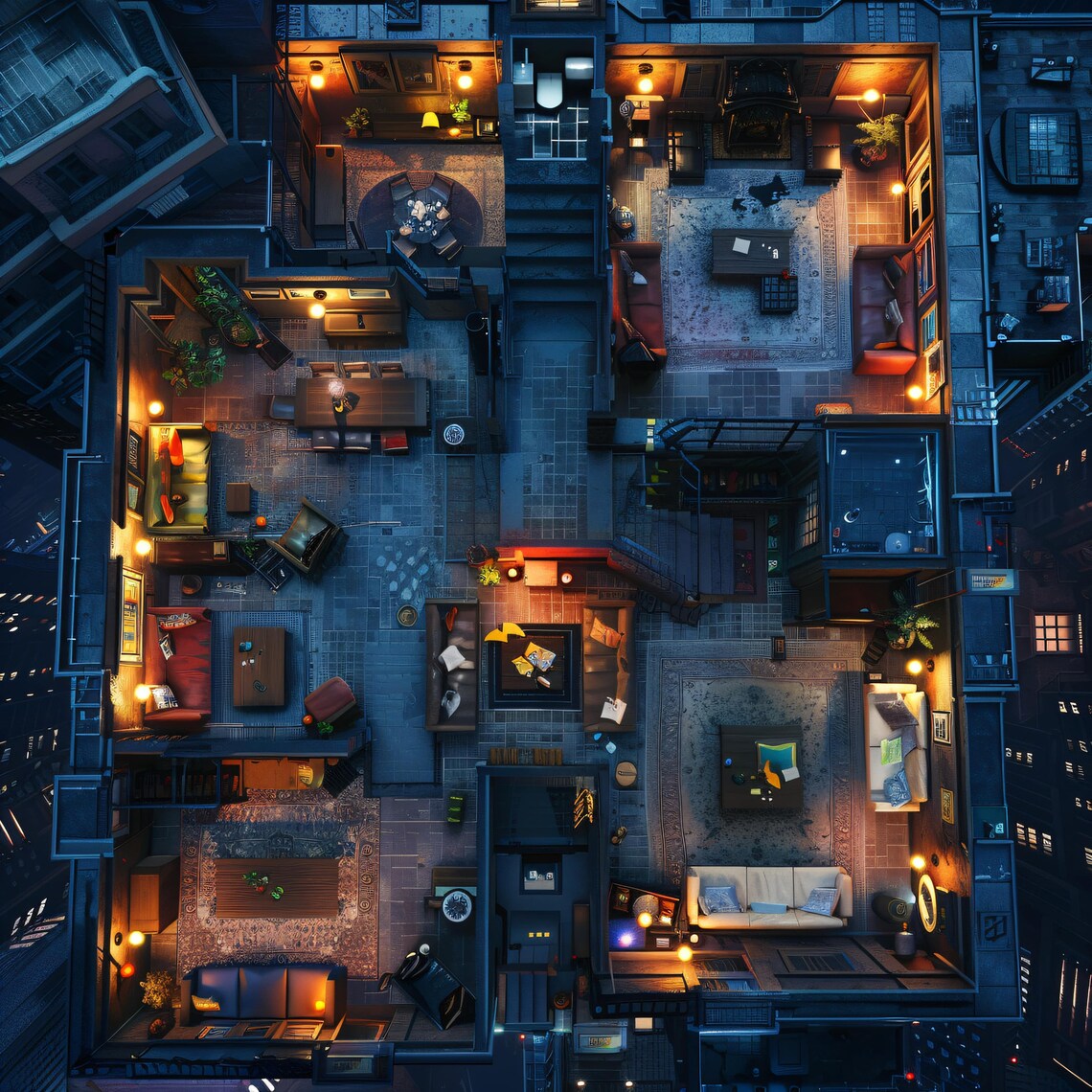 10 Cyberpunk Hideout/base Shop Battlemaps, Sci Fi, Cyberpunk, D&D ...