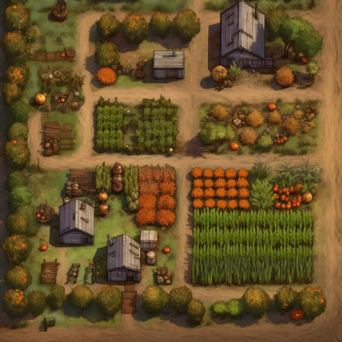 10 Farm Battle Maps 2, Dnd Battle Map, Pathfinder, D&D, Battlemap ...